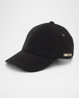 Paul Smith Suede Baseball Cap With Signature Stripe Applique - Black