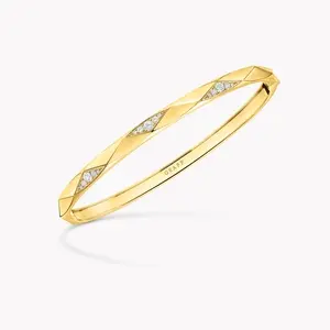 Graff Laurence Signature Faceted Pavé Diamond Bangle - Yellow Gold