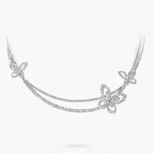 Graff Butterfly Silhouette Diamond Double Row Necklace - White Gold