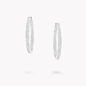 Graff Square Cut Diamond Hoop Earrings - White Gold