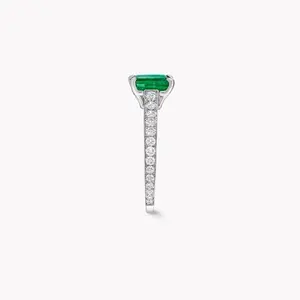 Graff Flame Emerald Cut Emerald And Diamond Ring