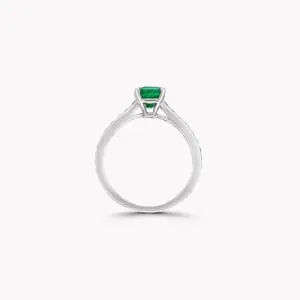 Graff Flame Emerald Cut Emerald And Diamond Ring