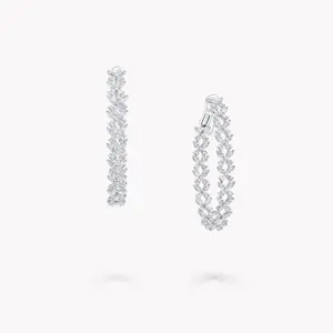 Graff Classic Butterfly Diamond Hoop Earrings - White Gold
