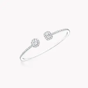 Graff Icon Round And Emerald Cut Open Diamond Bangle - White Gold