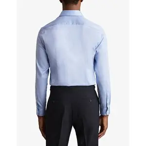 REISS Remote Slim-fit Long-sleeve Cotton Shirt - Mid Blue