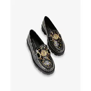 Kurt Geiger Mansion Stud Leather Loafers - Black/comb