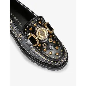 Kurt Geiger Mansion Stud Leather Loafers - Black/comb