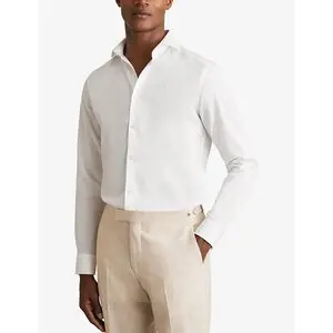 REISS Storm Reg Long-sleev Cotton-twill Shirt - White