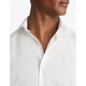 REISS Storm Reg Long-sleev Cotton-twill Shirt - White