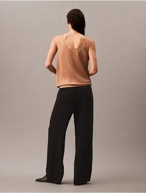 Calvin Klein Crushed Satin Tie Front Tank Top - Tea Time