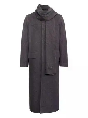 MAISON MARGIELA Longline Coat With Scarf Detail - Grey
