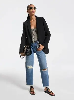 Michael Kors Crepe Double-Breasted Blazer Black