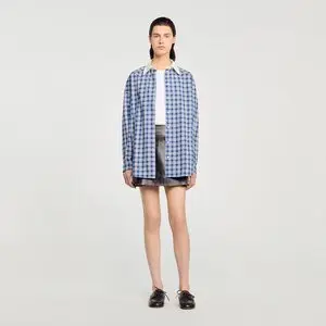 Sandro Rhinestone Embellished Checkered Shirt