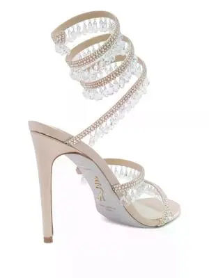 Rene Caovilla Crystal-embellished Stiletto Sandals - Neutrals