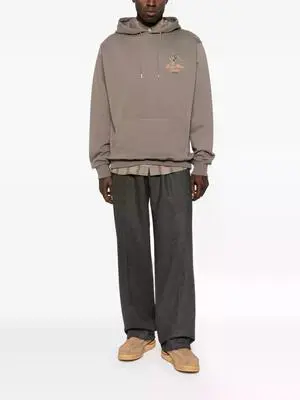 Drole De Monsieur Logo-embroidered Hoodie - Grey