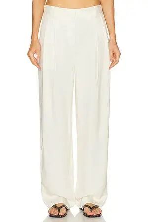 TOTEME Double Pleat Straight Trousers - Ecru