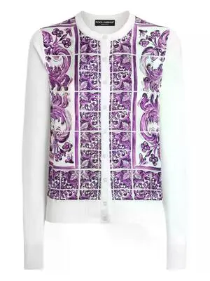 Dolce & Gabbana Printed Silk Jumper - White