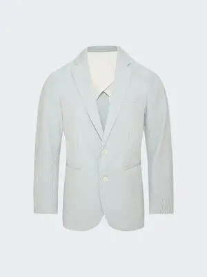 Orlebar Brown Garret Seersucker Blazer Wave And White Sand - Blue