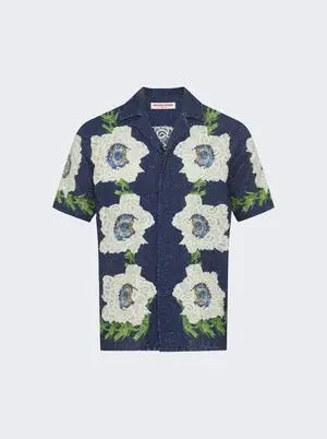 Orlebar Brown Maitan Broderie Shirt Night Iris - Blue