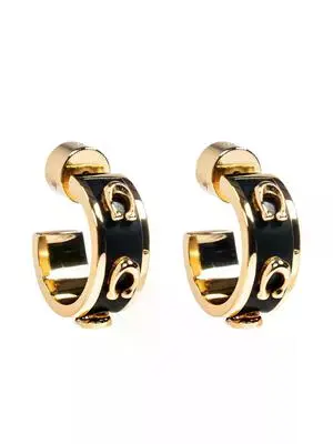 COACH Enamel Hoop Earrings - Gold