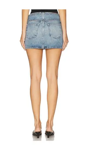 GRLFRND Belted Mini Skirt In Faded Denim