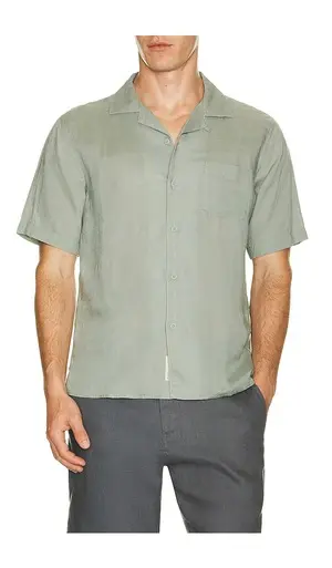 Onia Air Linen Convertible Vacation Shirt In . Also - Green