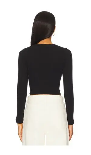 LESET Pointelle Crop Cardigan
