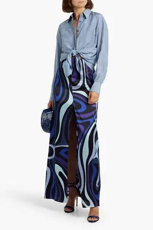 Emilio Pucci Printed Silk-blend Satin Maxi Skirt