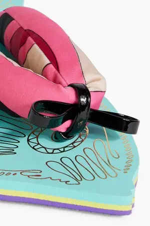 Emilio Pucci Printed Twill Flip Flops - Bubblegum
