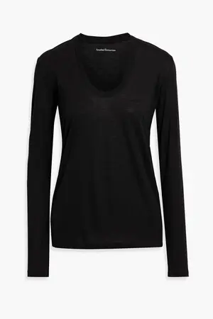 Another Tomorrow Lyocell Jersey Top - Black
