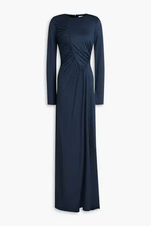 Victoria Beckham Ruched Jersey Gown - Navy