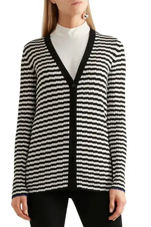 Proenza Schouler Striped Ribbed Silk And Cashmere-blend Cardigan