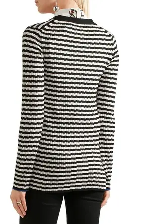 Proenza Schouler Striped Ribbed Silk And Cashmere-blend Cardigan