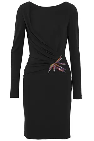 Emilio Pucci Embellished Ruched Jersey Mini Dress