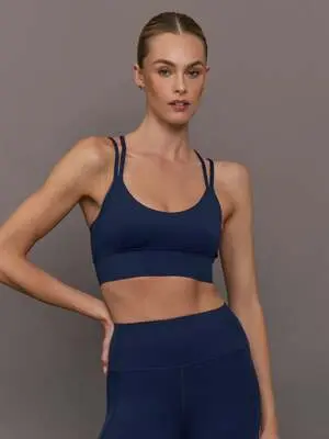 Carbon38 Multi Strap Active Bra In Diamond Compression - Navy