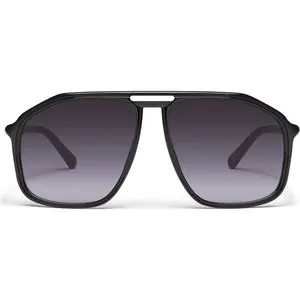 Quay Studio Sesh 60mm Aviator Sunglasses - Black/ Smoke