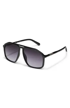 Quay Studio Sesh 60mm Aviator Sunglasses - Black/ Smoke