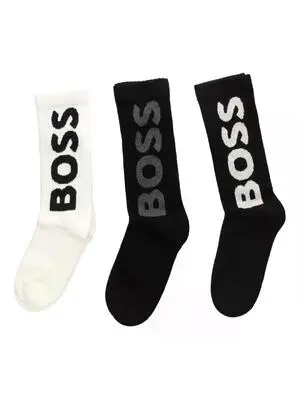 BOSS Logo Print Socks - Black