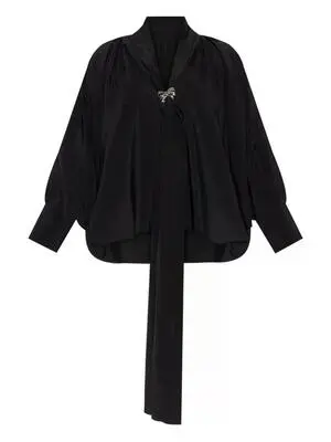 Max Mara Tie-front Silk Blouse - Black