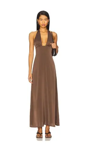 WeWoreWhat Halter Deep V Maxi