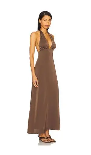 WeWoreWhat Halter Deep V Maxi