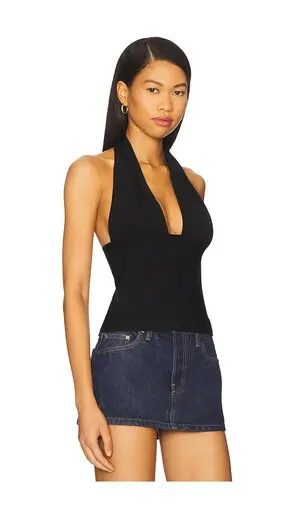 WeWoreWhat Knit Halter Top - Black