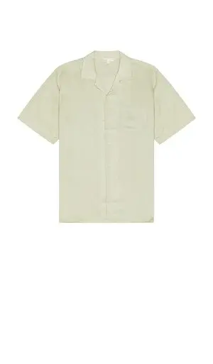 Onia Air Linen Convertible Vacation Shirt In Green - Elm