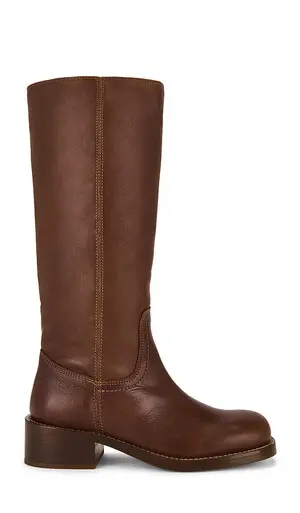 Rust Leather Mid Heel Boots