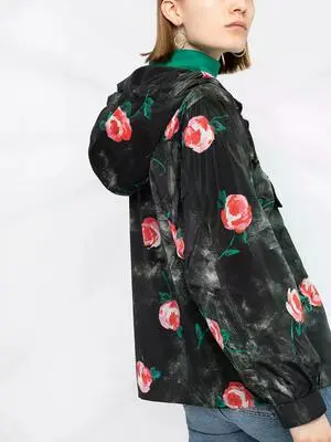 Moschino Rose Pattern Hooded Windbreaker