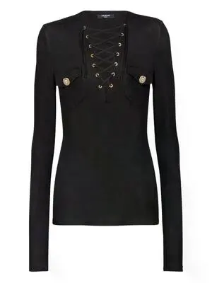 Balmain Long-sleeved Lace-up Top