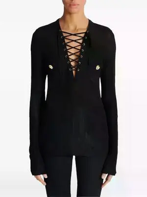 Balmain Long-sleeved Lace-up Top