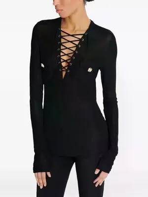 Balmain Long-sleeved Lace-up Top
