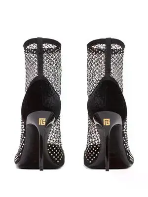 Balmain Rhinestone-embellished Mesh Ankle Boots