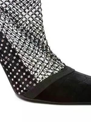 Balmain Rhinestone-embellished Mesh Ankle Boots